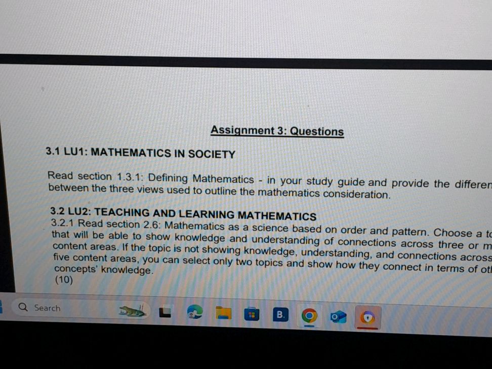 3.1 LU1: MATHEMATICS IN SOCIETY Read section