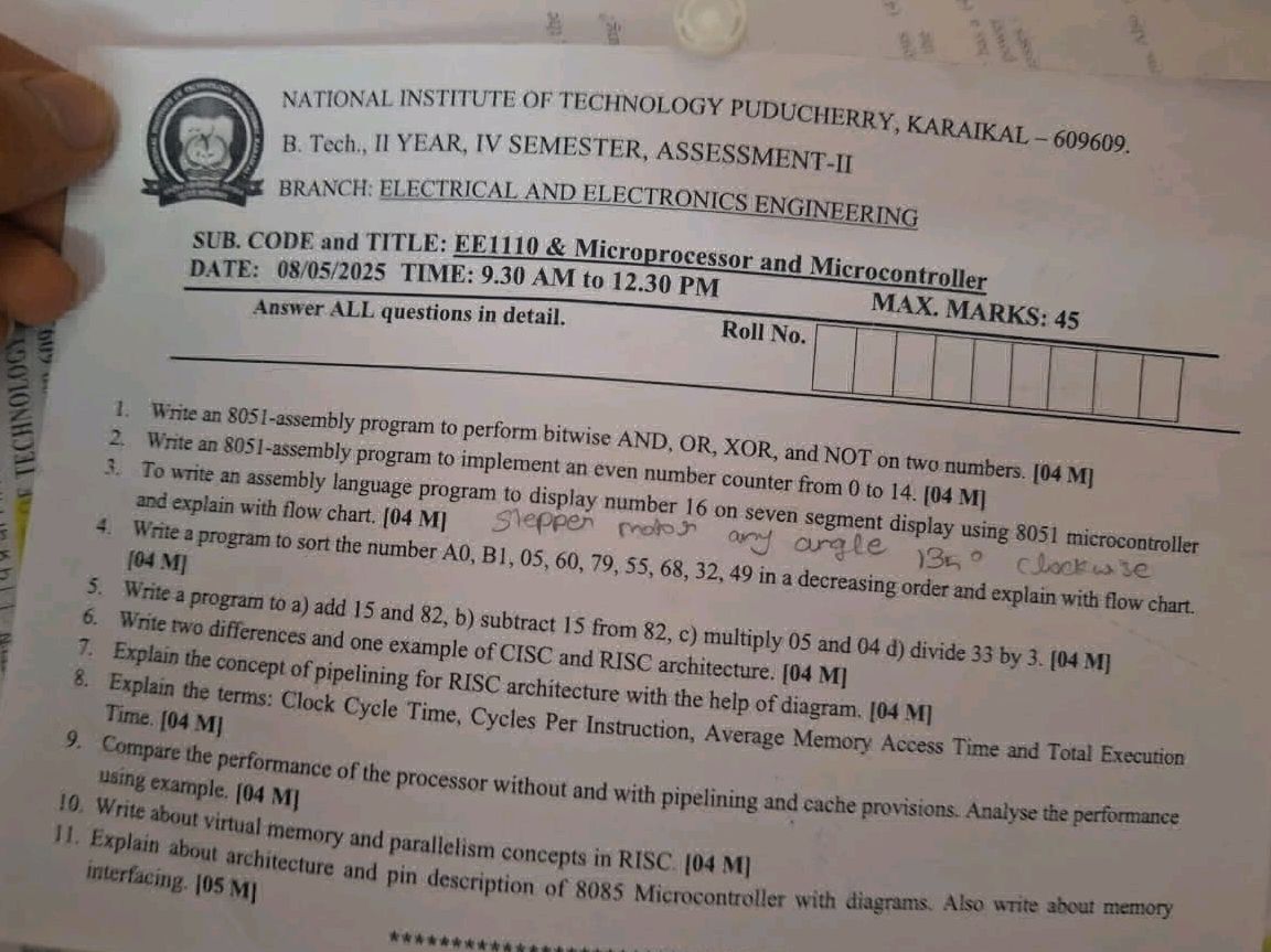 1. Write an 8051-assembly program to perform | StudyX