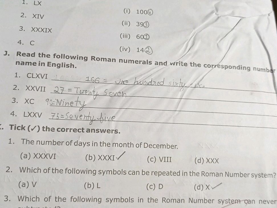 J. Read the following Roman numerals and | StudyX