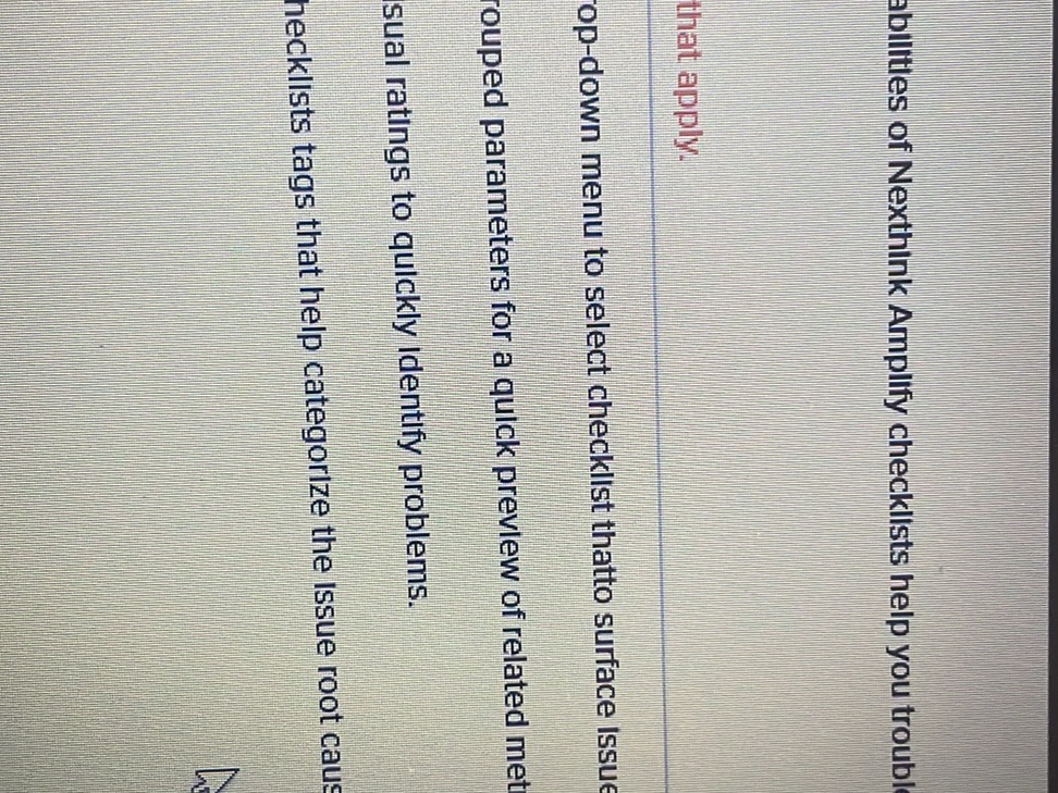 abilities of Nexthink Amplify checklists | StudyX