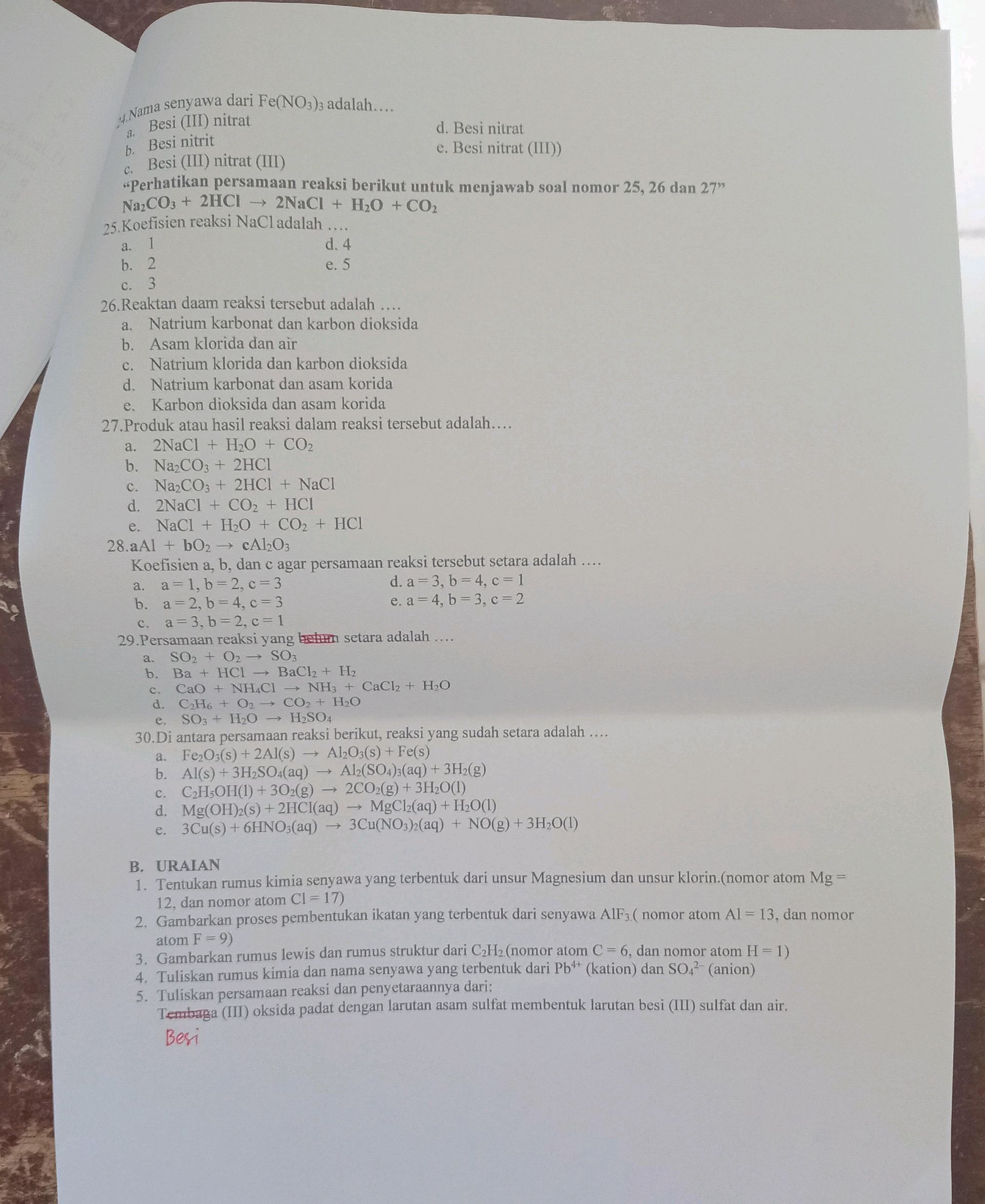 24. Nama senyawa dari $Fe(NO_3)_3$ | StudyX