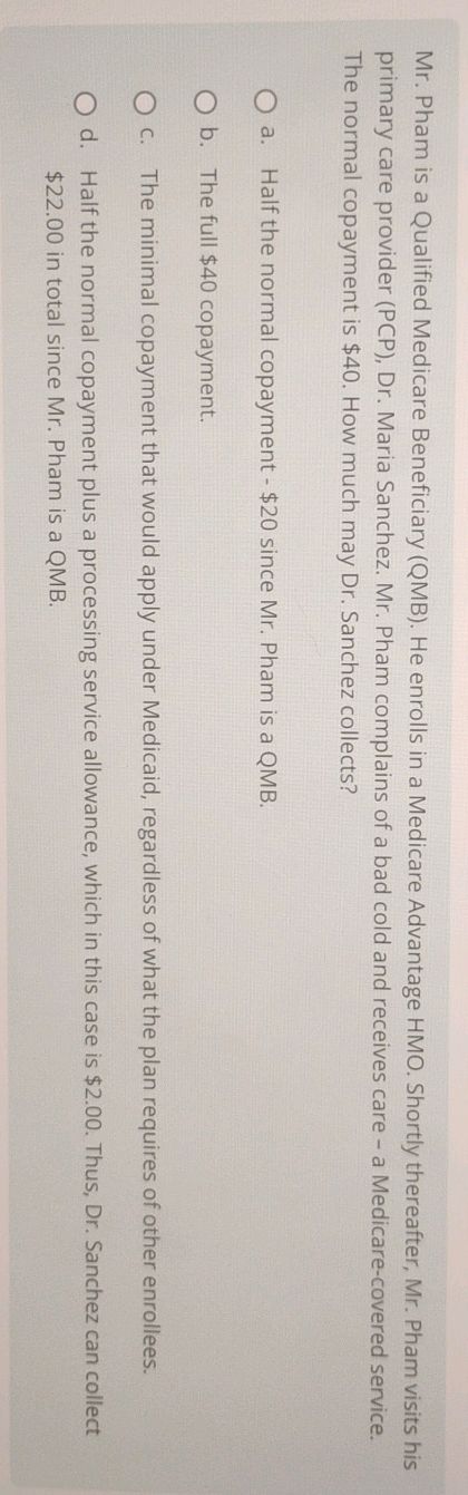 Mr. Pham is a Qualified Medicare Beneficiary | StudyX