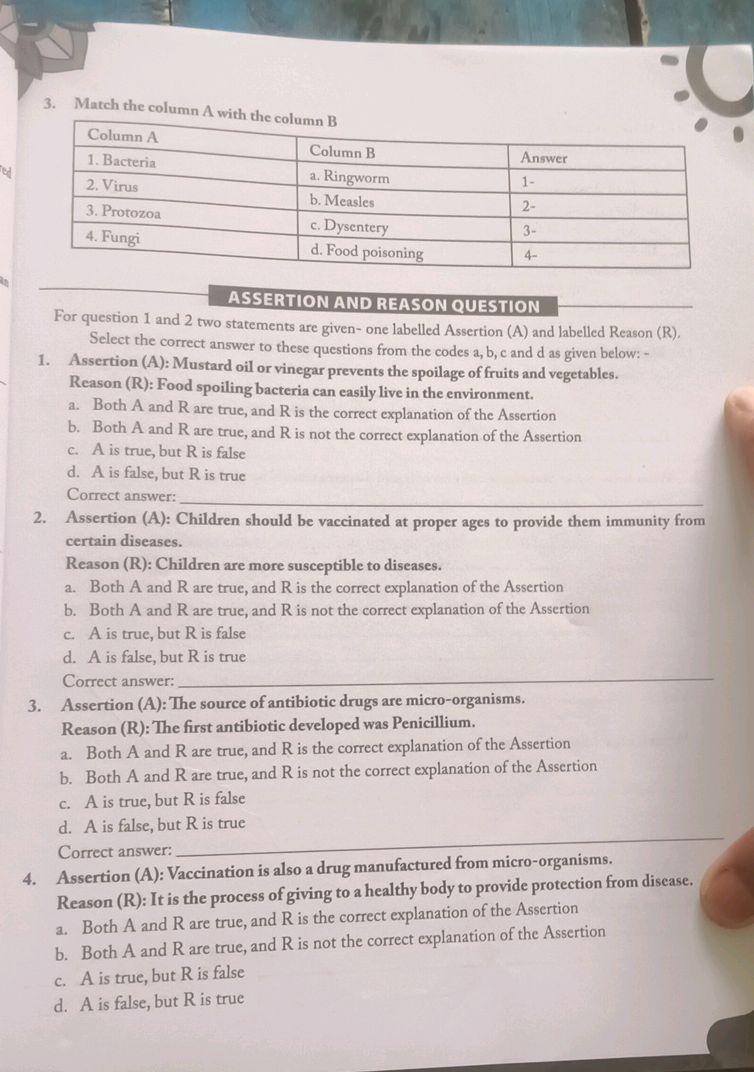3. Match the column A with the column B | | StudyX