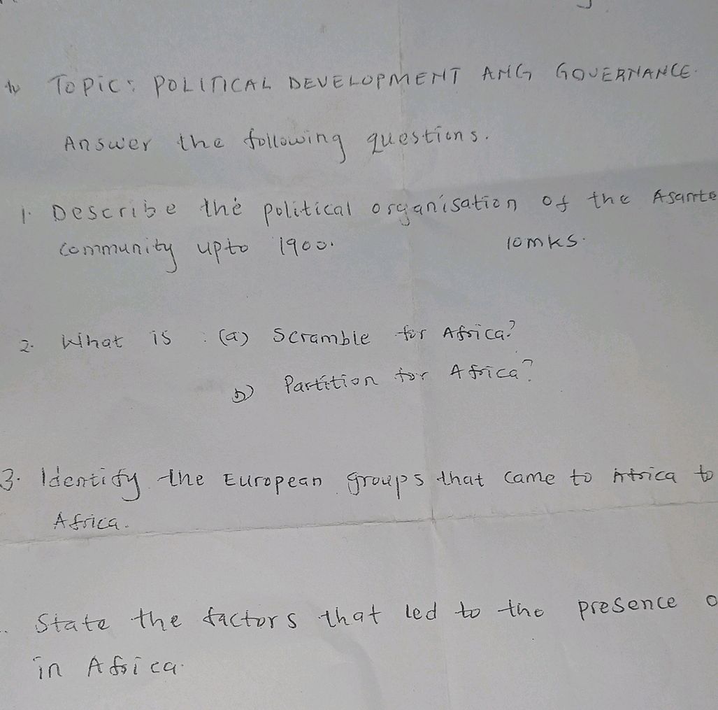 Describe the political organisation of the