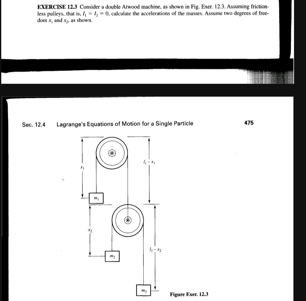 EXERCISE 12.3 Consider a double Atwood | StudyX