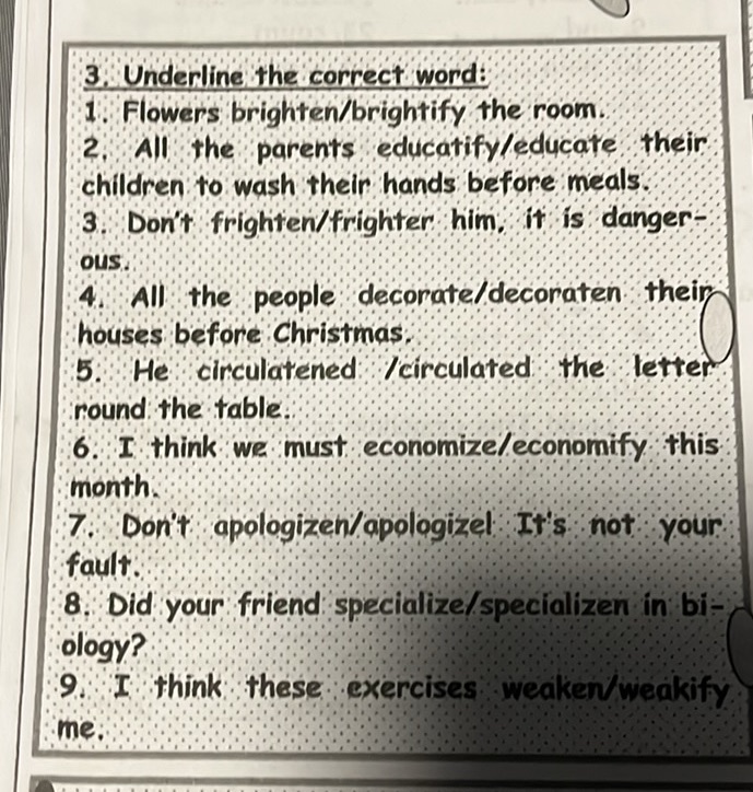 3. Underline the correct word: 1. Flowers | StudyX
