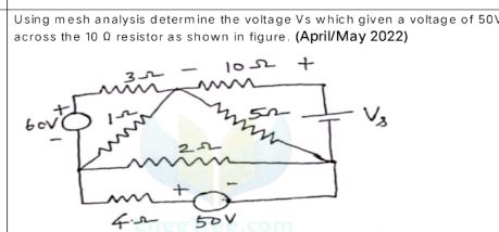 Using mesh analysis determine the voltage Vs | StudyX