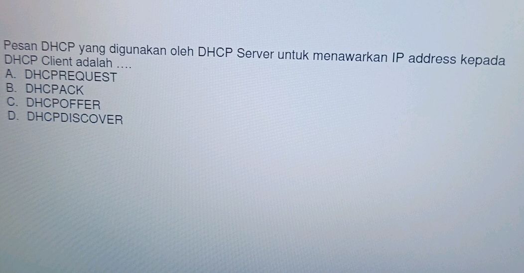 Pesan DHCP yang digunakan oleh DHCP Server | StudyX