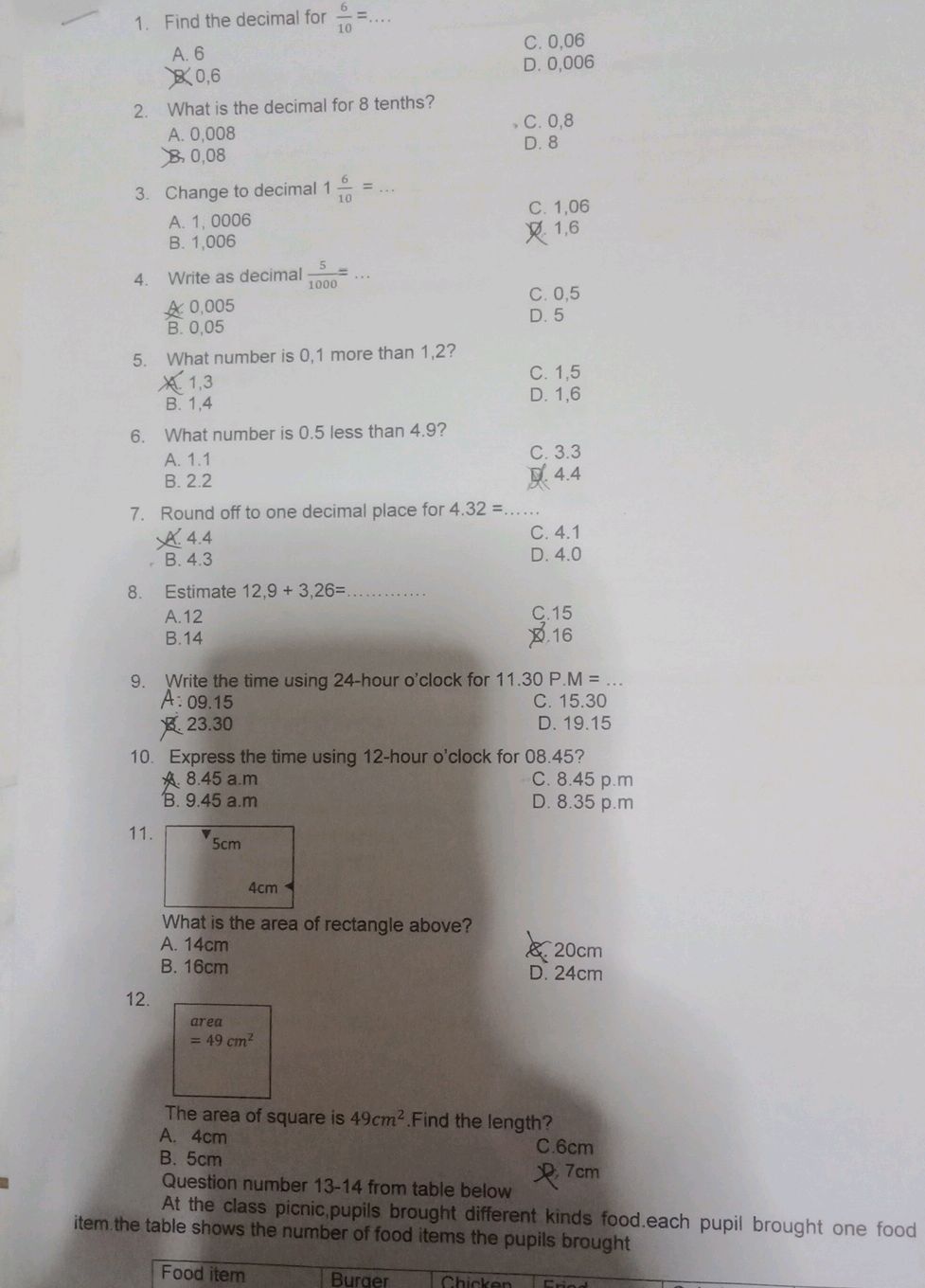 1. Find the decimal for $ {6}{10} = ...$ A. | StudyX