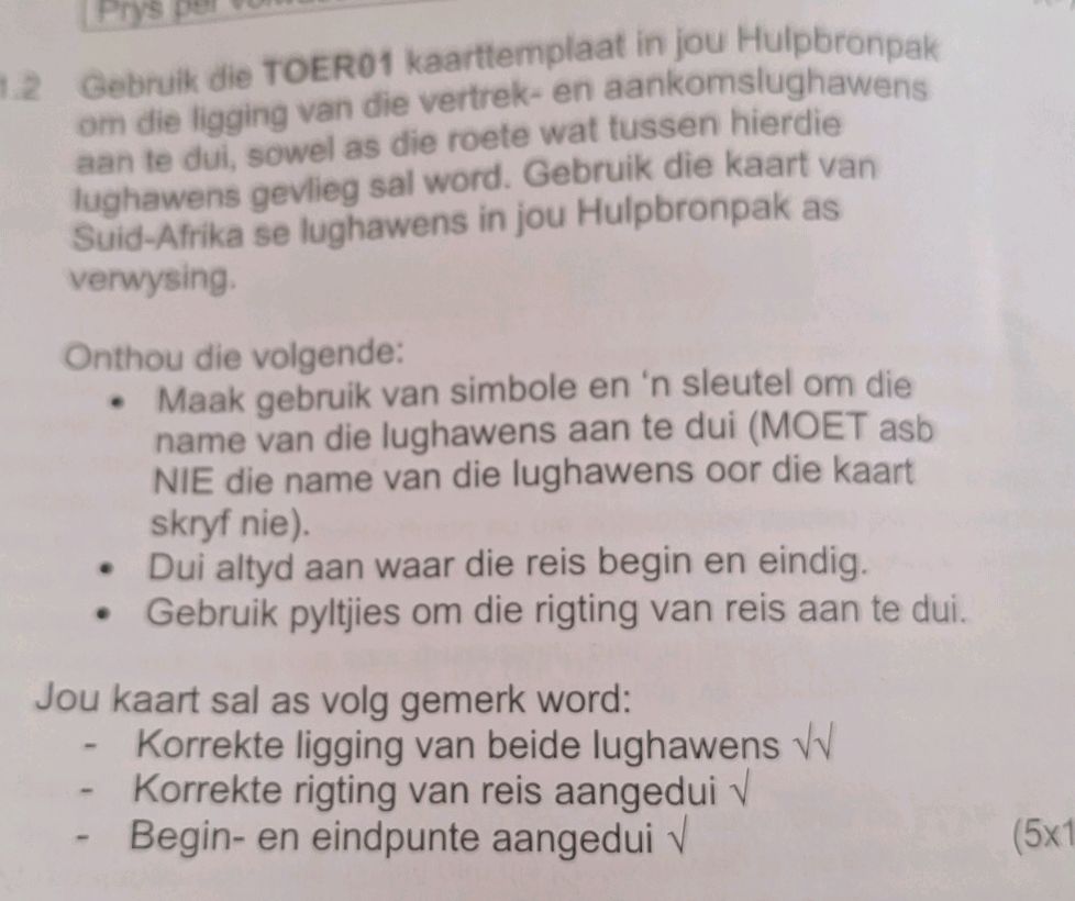 Gebruik die TOER01 kaarttemplaat in jou | StudyX
