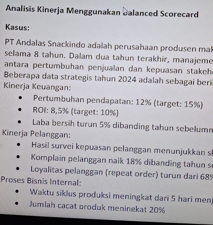 Analisis Kinerja Menggunakan Balanced | StudyX