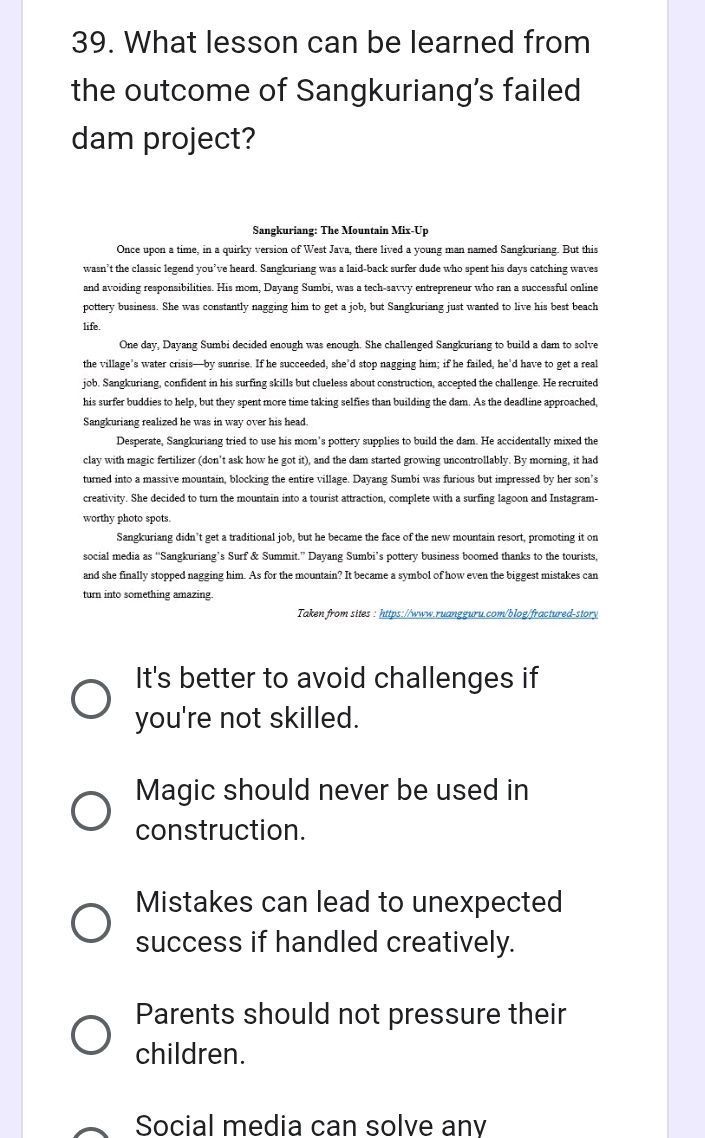 39. What lesson can be learned from the | StudyX