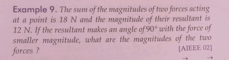 Example 9. The sum of the magnitudes of two | StudyX