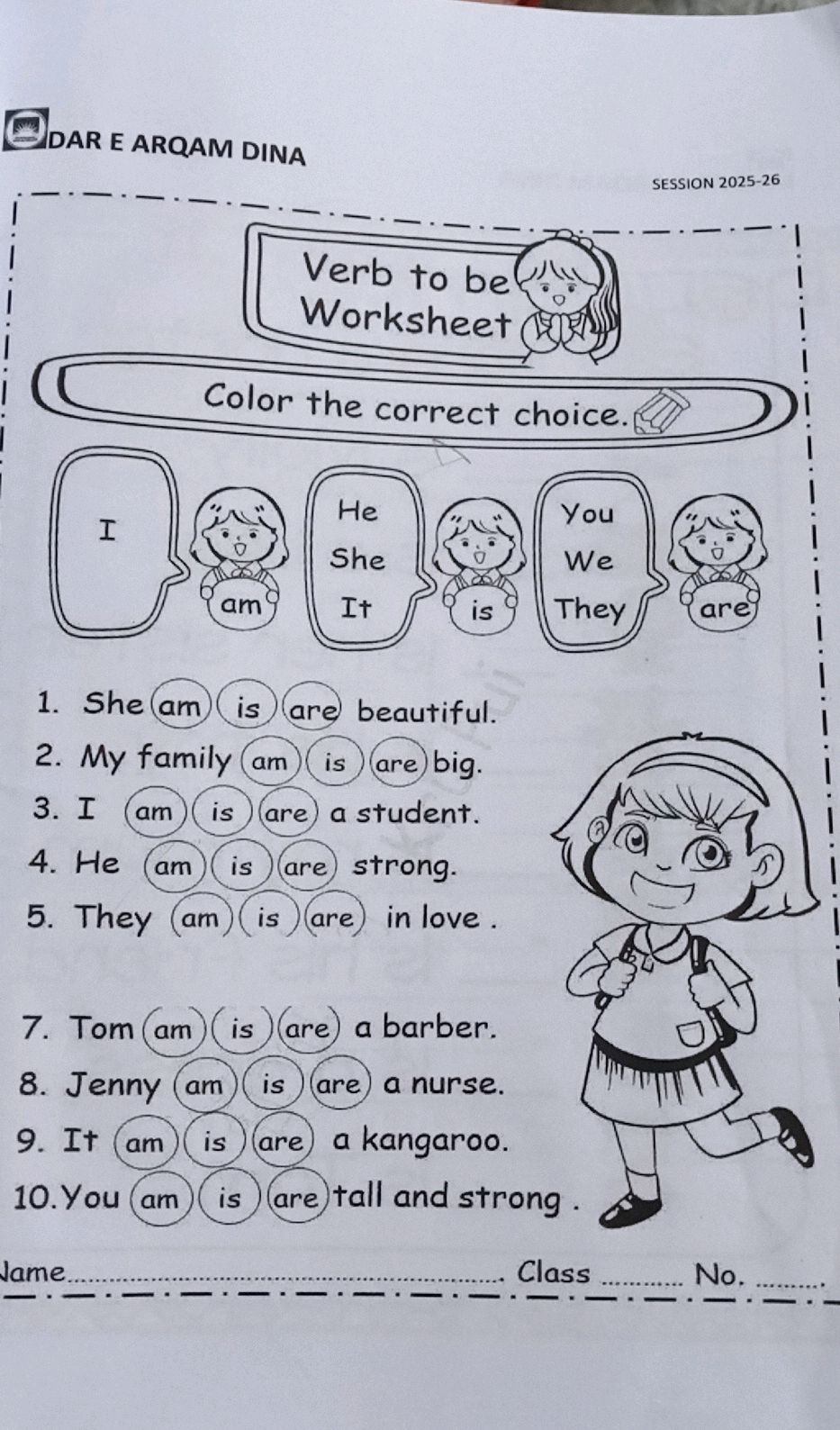 Verb to be Worksheet Color the correct | StudyX