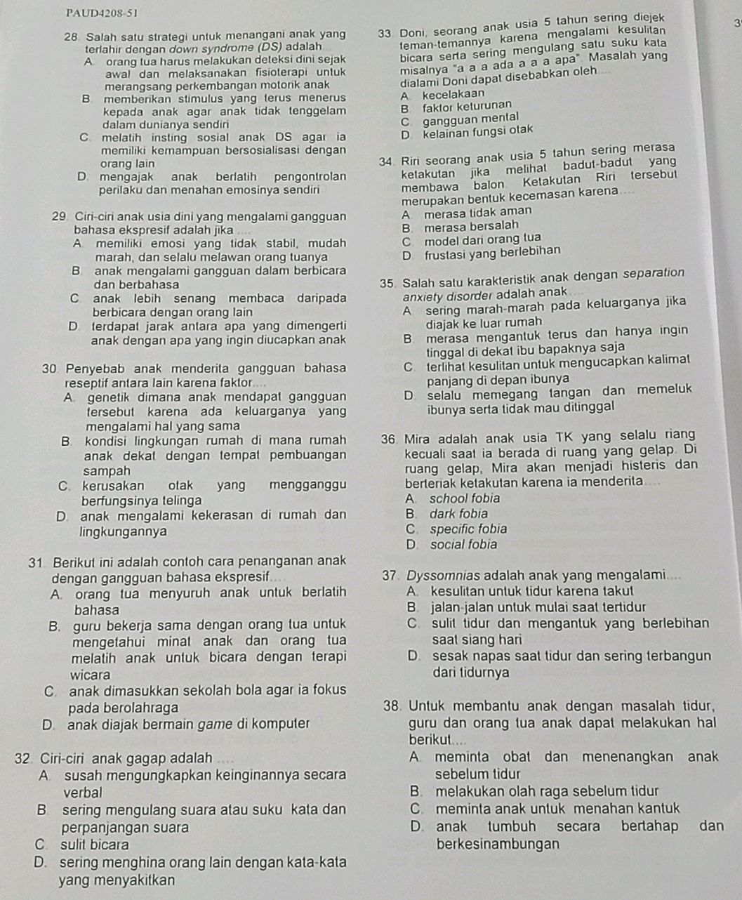 28. Salah satu strategi untuk menangani anak | StudyX