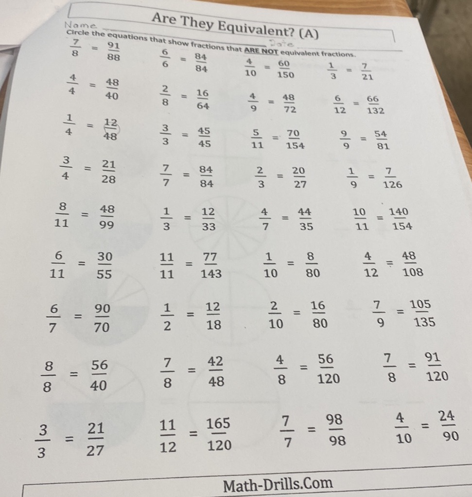 Circle the equations that show fractions | StudyX