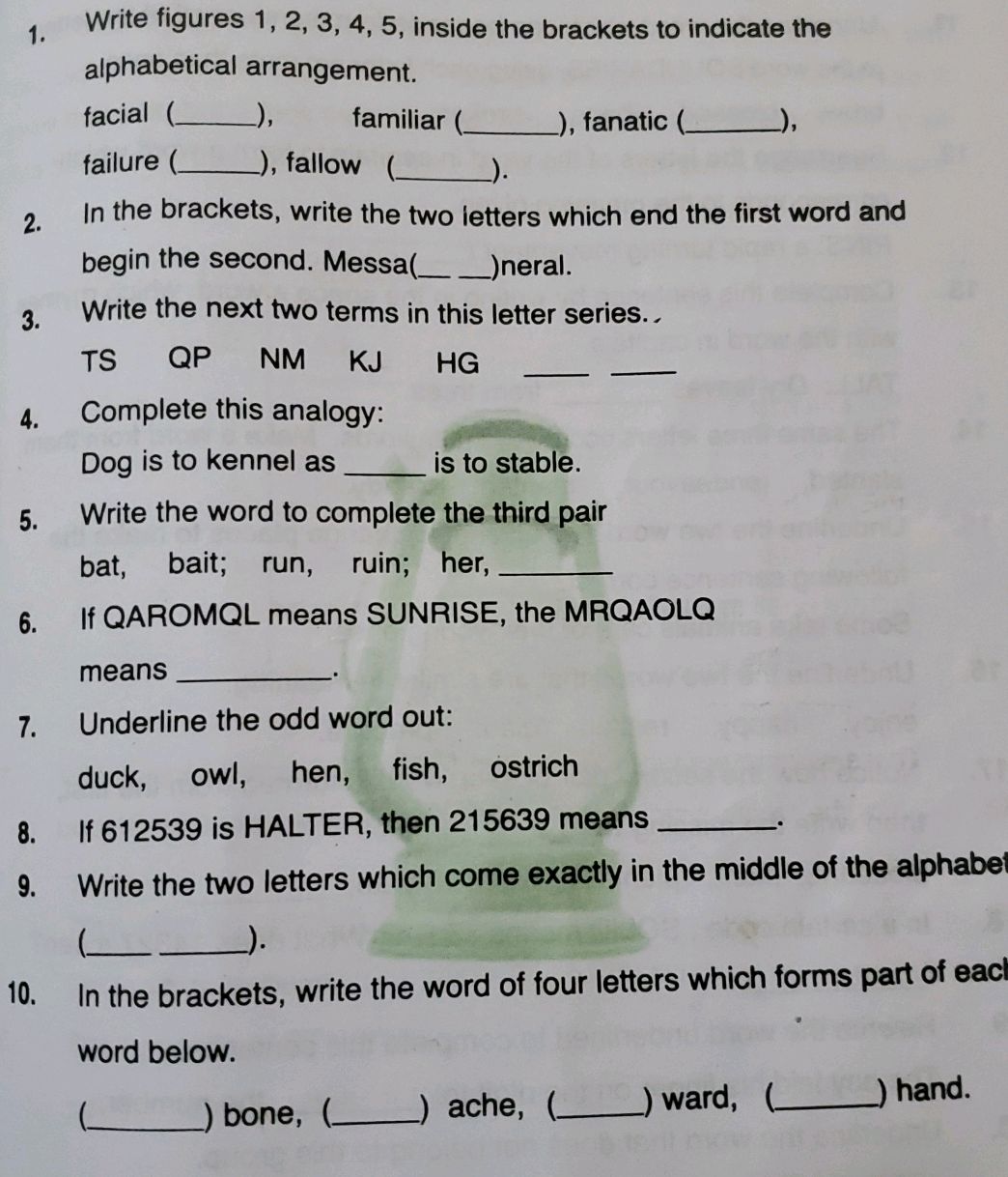 1. Write figures 1, 2, 3, 4, 5, inside the | StudyX