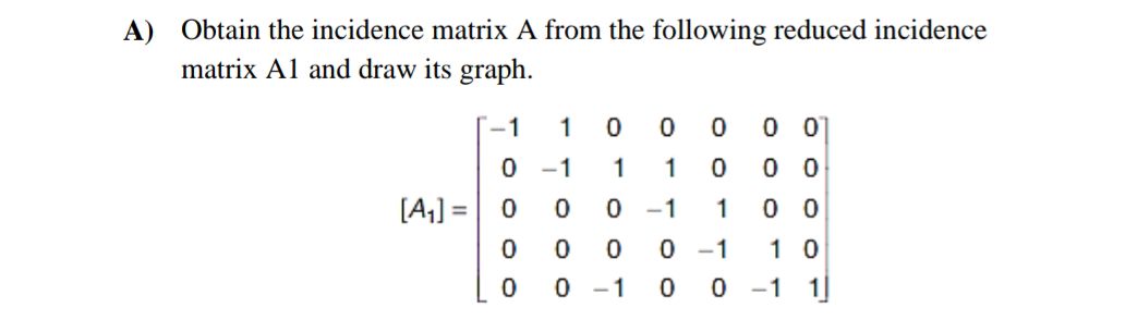 A) Obtain the incidence matrix A from the | StudyX