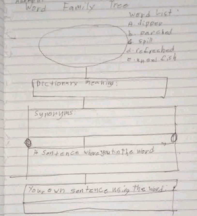 Word Family Tree word list A. dipper b. | StudyX