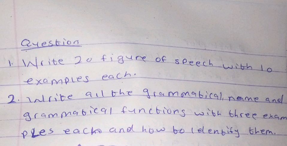 1. Write 20 figure of speech with 10 | StudyX
