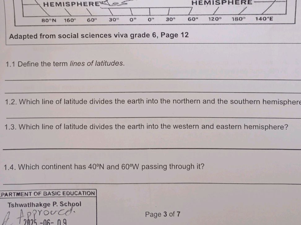 1.1 Define the term lines of latitudes. | StudyX