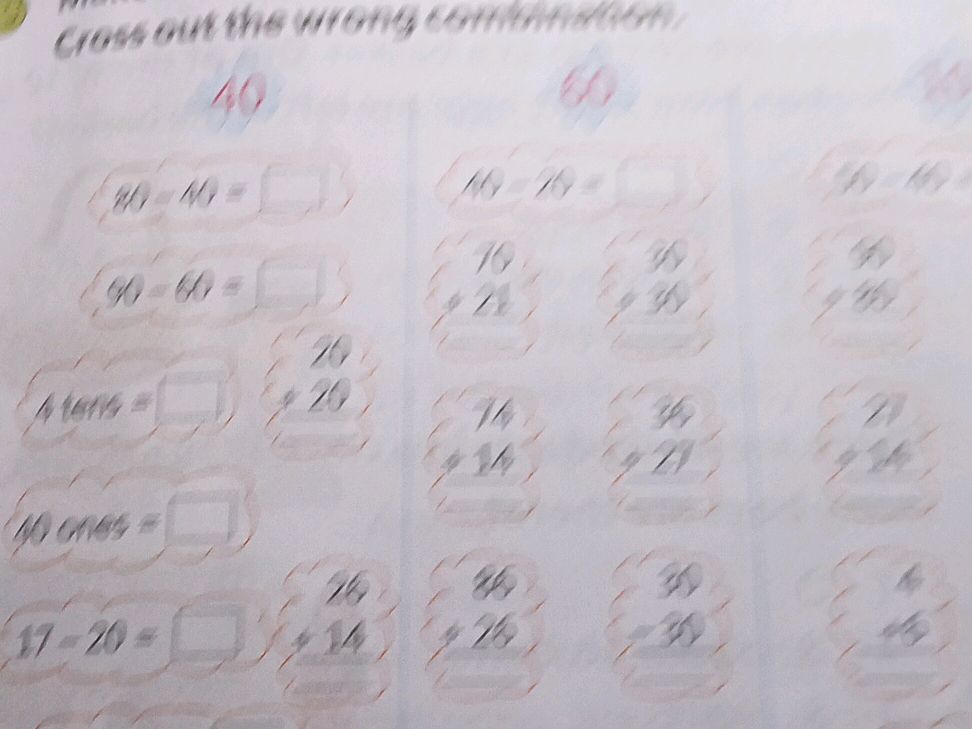 Cross out the wrong combination. 40 80 - 40 | StudyX