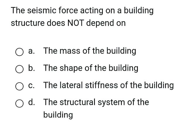 The seismic force acting on a building | StudyX