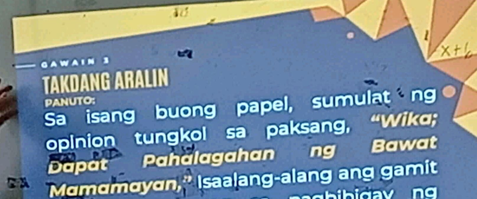 Sa isang buong papel, sumulat ng opinion | StudyX