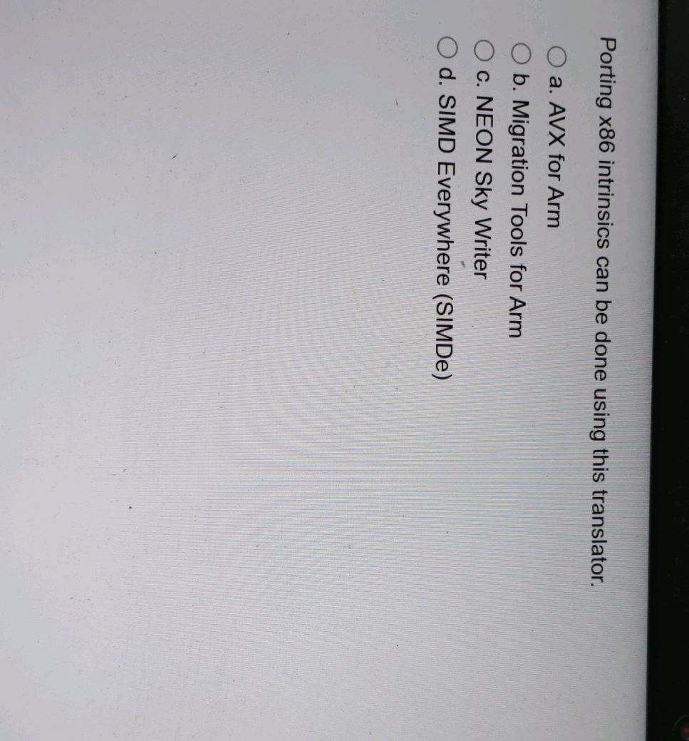 Porting x86 intrinsics can be done using | StudyX