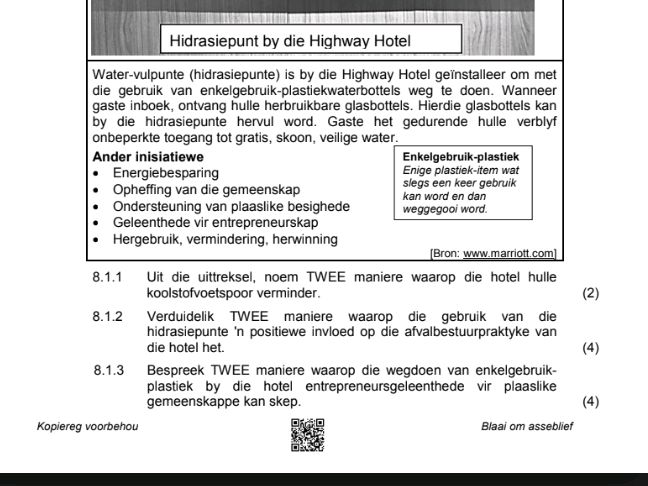 8.1.1 Uit die uittreksel, noem TWEE maniere