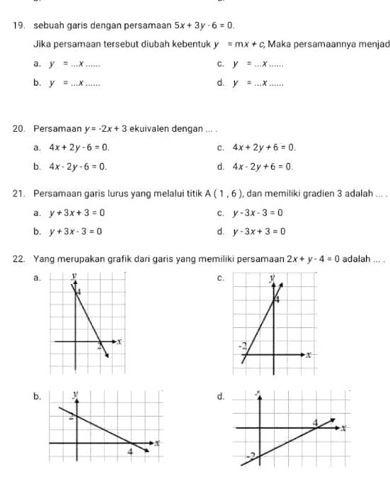 19. sebuah garis dengan persamaan 5x + 3y - | StudyX