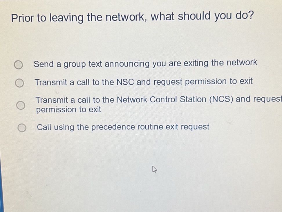 Prior to leaving the network, what should