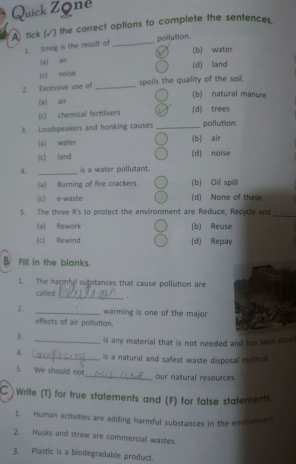 A Tick ( ) the correct options to complete | StudyX