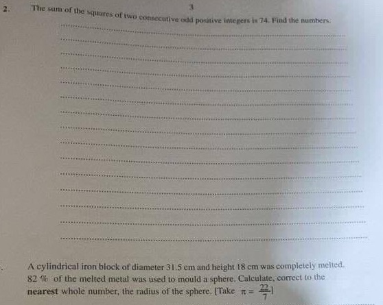 The sum of the squares of two consecutive | StudyX