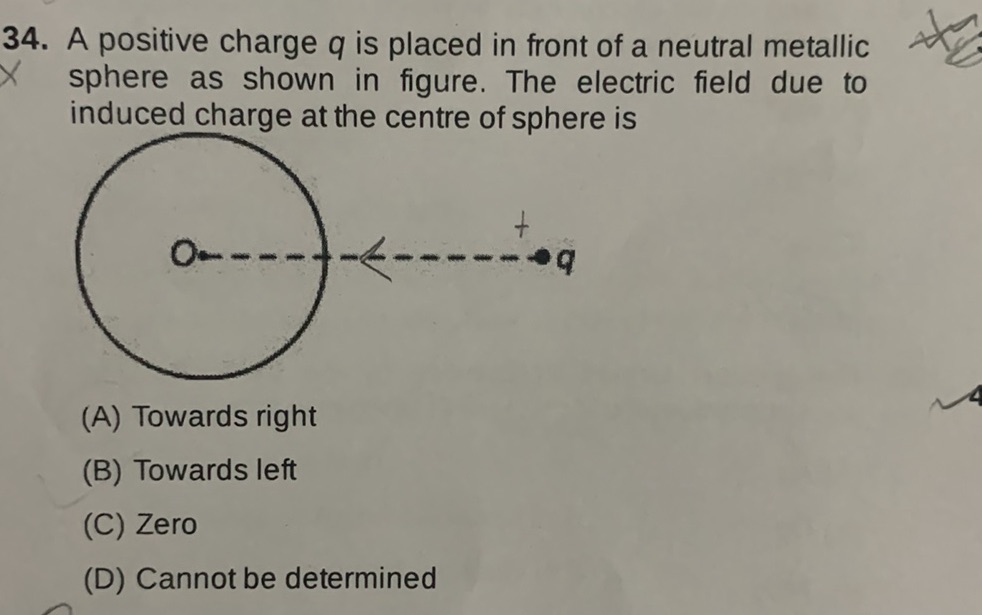 34. A positive charge *q* is placed in front | StudyX
