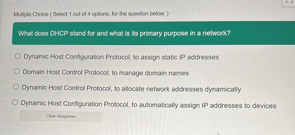 What does DHCP stand for and what is its | StudyX