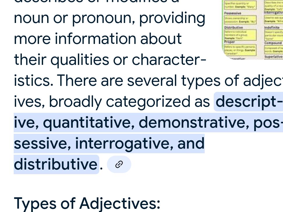 Types of adjectives: descriptive, | StudyX