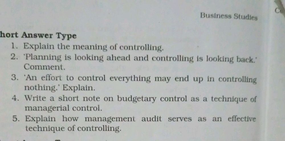 1. Explain the meaning of controlling. 2. | StudyX