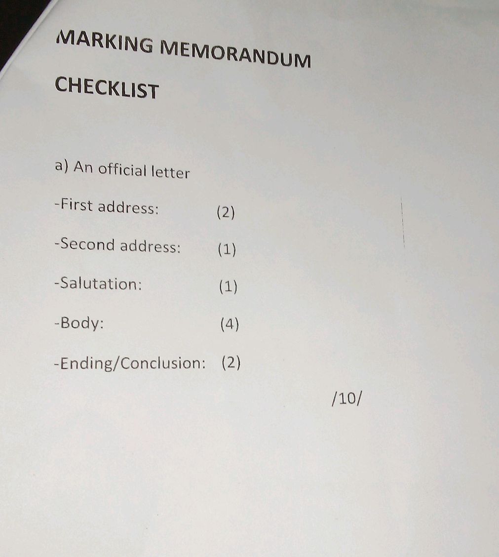 a) An official letter -First address: (2) | StudyX