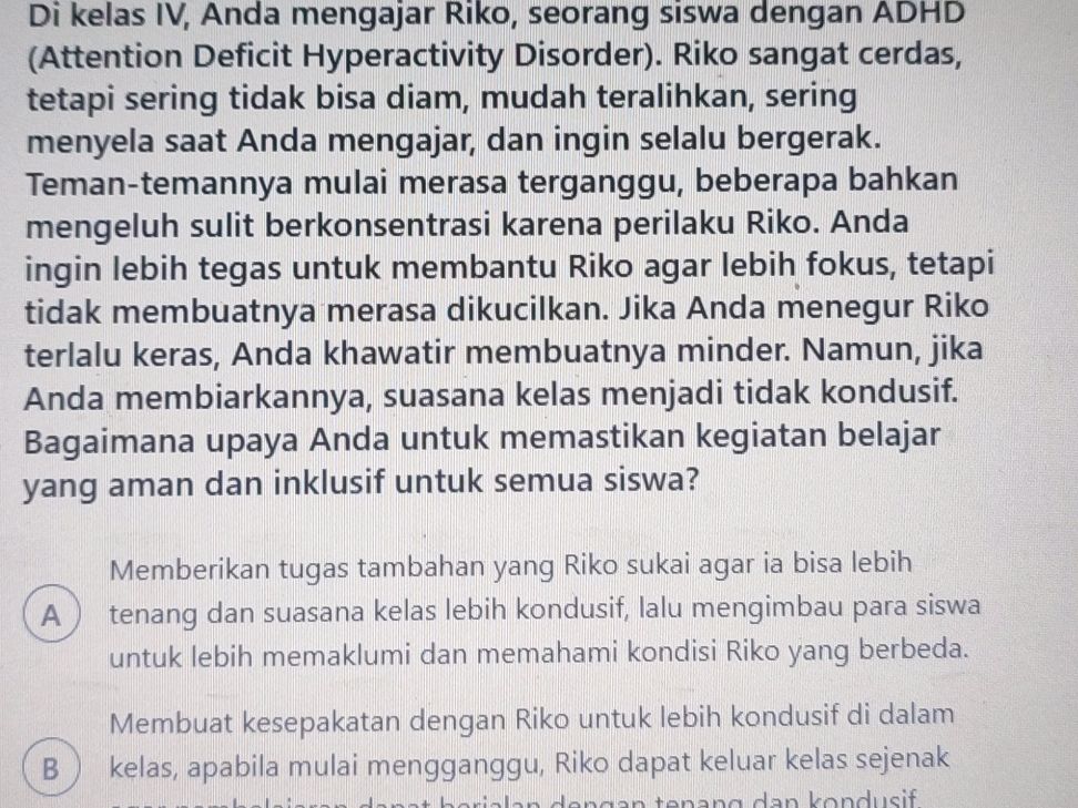 Di kelas IV, Anda mengajar Riko, seorang | StudyX