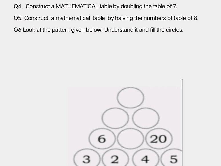 Q4. Construct a MATHEMATICAL table by | StudyX