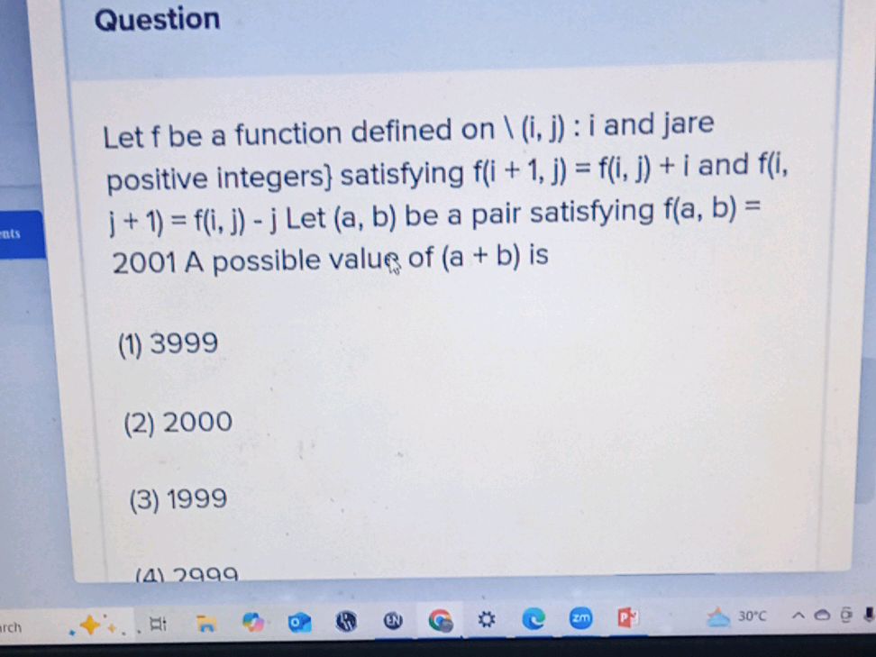 Let f be a function defined on \(i, j) : i | StudyX