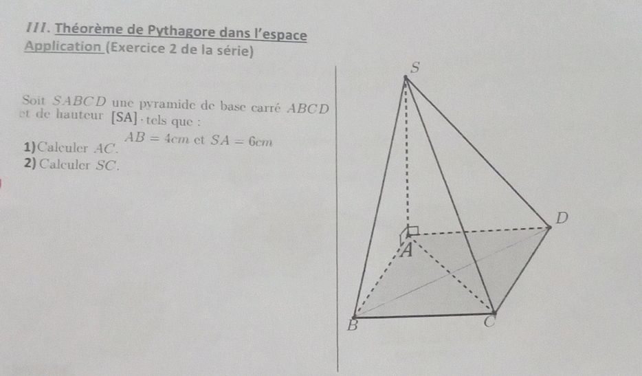Soit SABCD une pyramide de base carré ABCD | StudyX