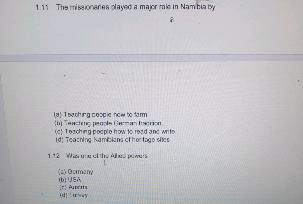 1.11 The missionaries played a major role in | StudyX