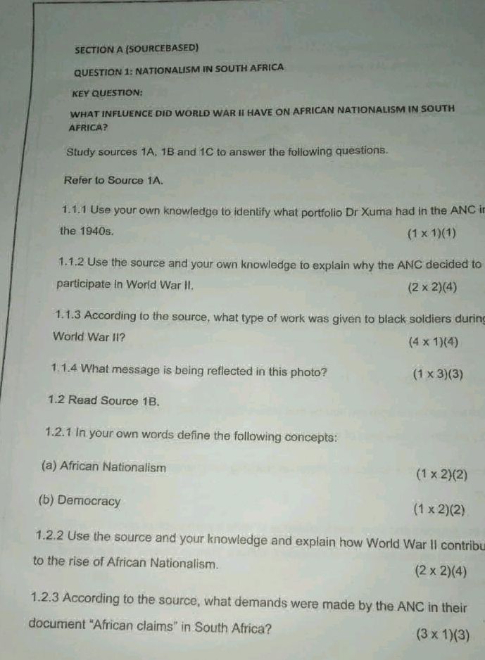 SECTION A (SOURCEBASED) QUESTION 1: | StudyX