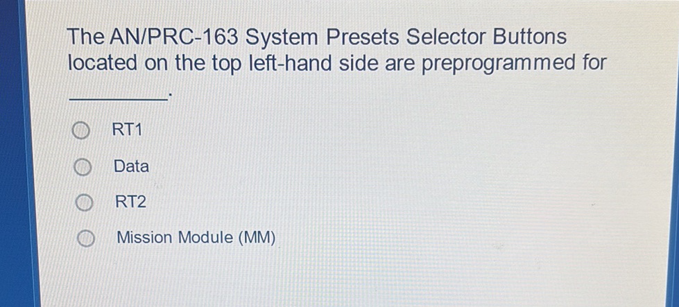 The AN/PRC-163 System Presets Selector | StudyX
