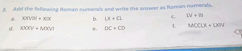 3. Add the following Roman numerals and | StudyX