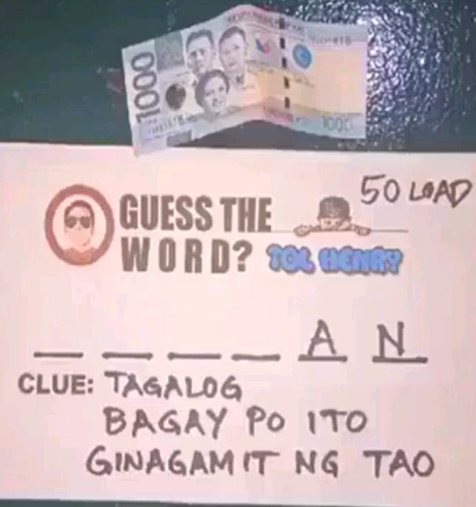 GUESS THE WORD? A N CLUE: TAGALOG BAGAY PO