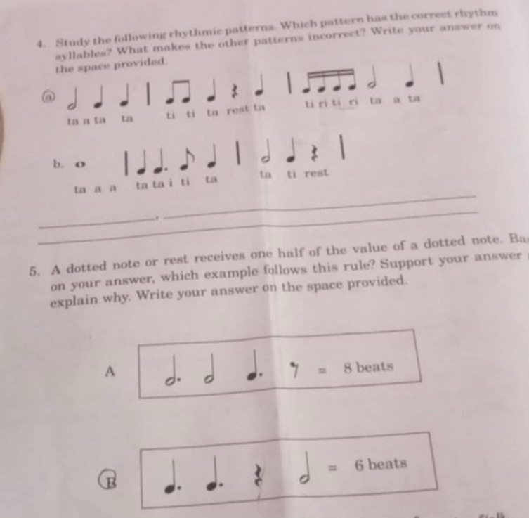 4. Study the following rhythmic patterns. | StudyX