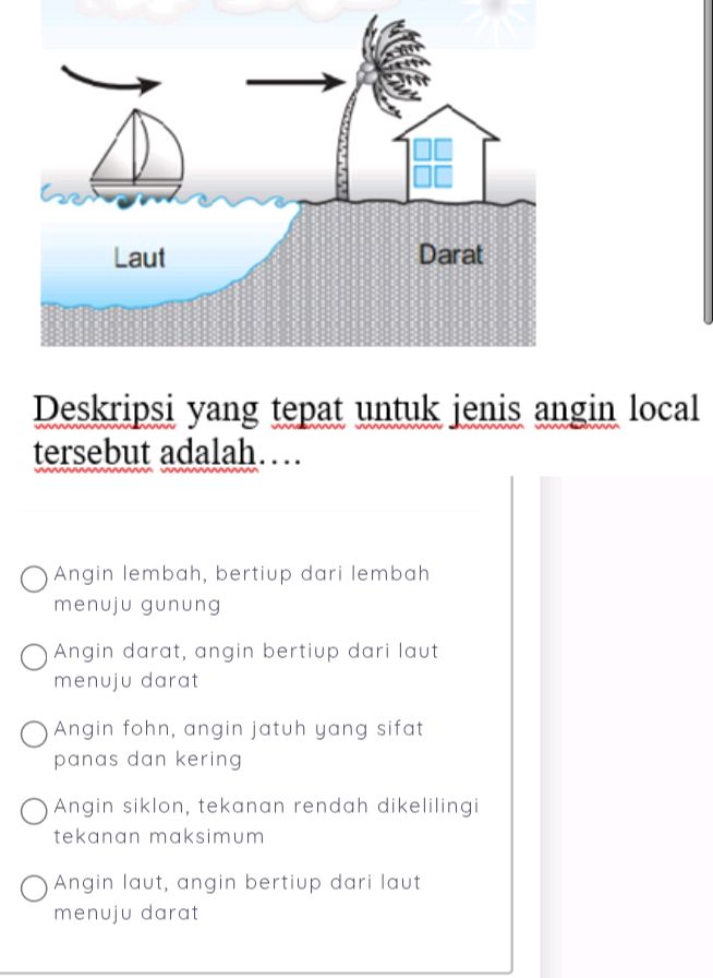 Deskripsi yang tepat untuk jenis angin local | StudyX